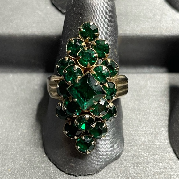 Jewelry | Tiered Green Multi Shape Rhinestone Knuckle Statement Ring ...